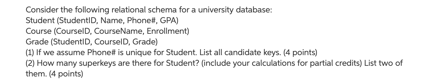 Solved Consider the following relational schema for a | Chegg.com