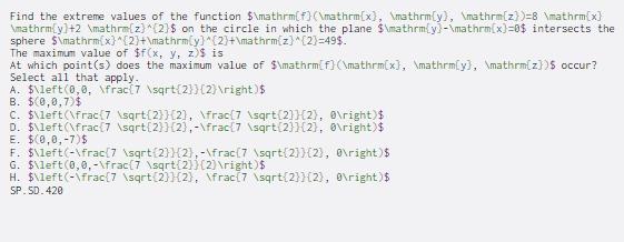 Solved Find the extreme values of the function $\mathrm | Chegg.com