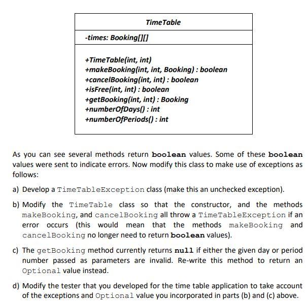 Solved As you can see several methods return boolean values. | Chegg.com