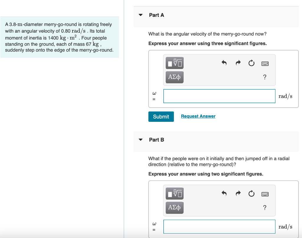 Solved A 3.8-m-diameter merry-go-round is rotating freely | Chegg.com