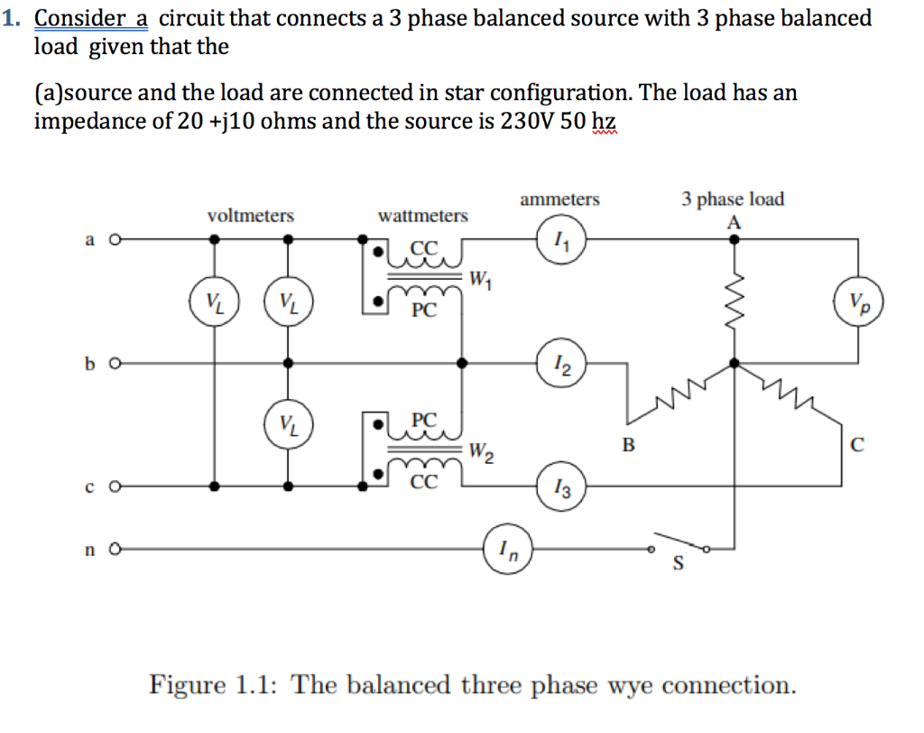 Solved 1. Consider a circuit that connects a 3 phase | Chegg.com