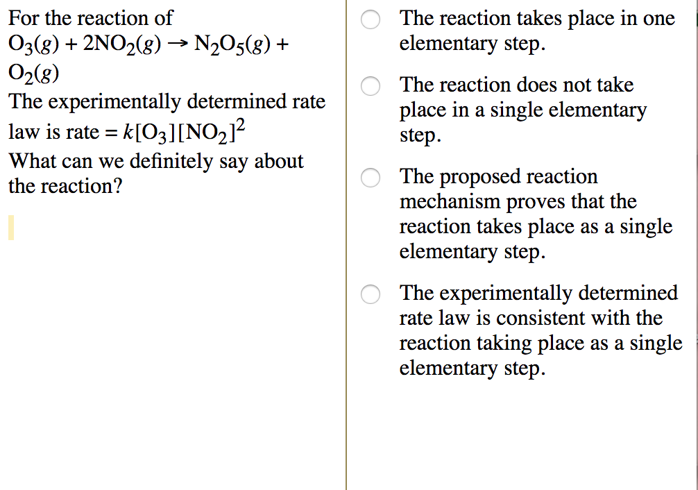 Solved For the reaction of The reaction takes place in one | Chegg.com