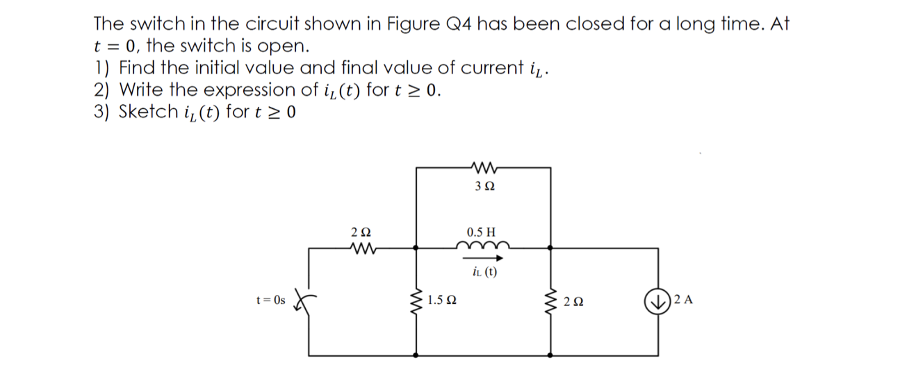 Solved The switch in ﻿the circuit shown in ﻿Figure Q4 ﻿has | Chegg.com