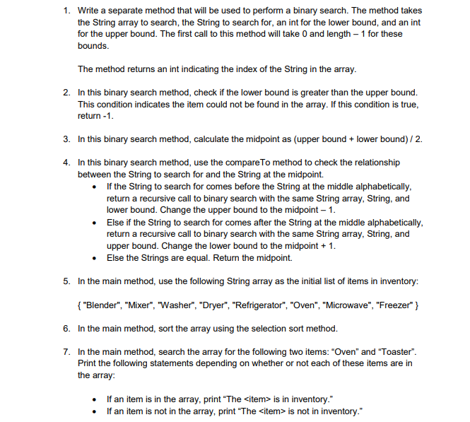 Solved 1. Write a separate method that will be used to | Chegg.com