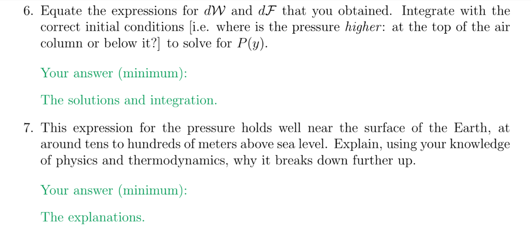 Solved B. Pressure in an Idealized Atmosphere. The | Chegg.com