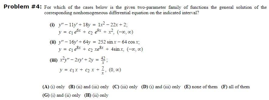 Solved Problem #4: For which of the cases below is the given | Chegg.com