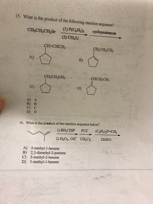 Solved What Is The Product Of The Following Reaction