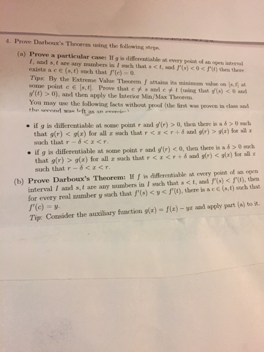 Solved 4. Prove Darboux's Theorem using the following steps. | Chegg.com