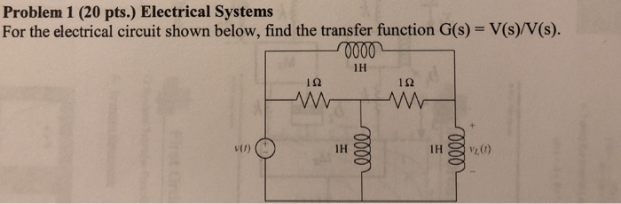 Solved Problem 1 (20 pts.) Electrical Systems For the | Chegg.com