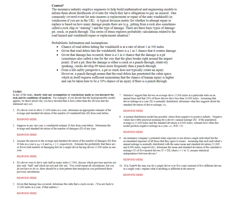 Solved Context ?1The insurance industry employs engineers to | Chegg.com