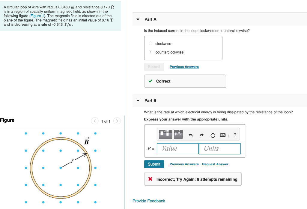 Solved A circular loop of wire with radius 0.0460 m and | Chegg.com