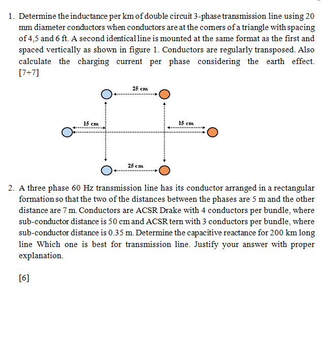 1 Determine The Inductance Per Km Of Double Circuit