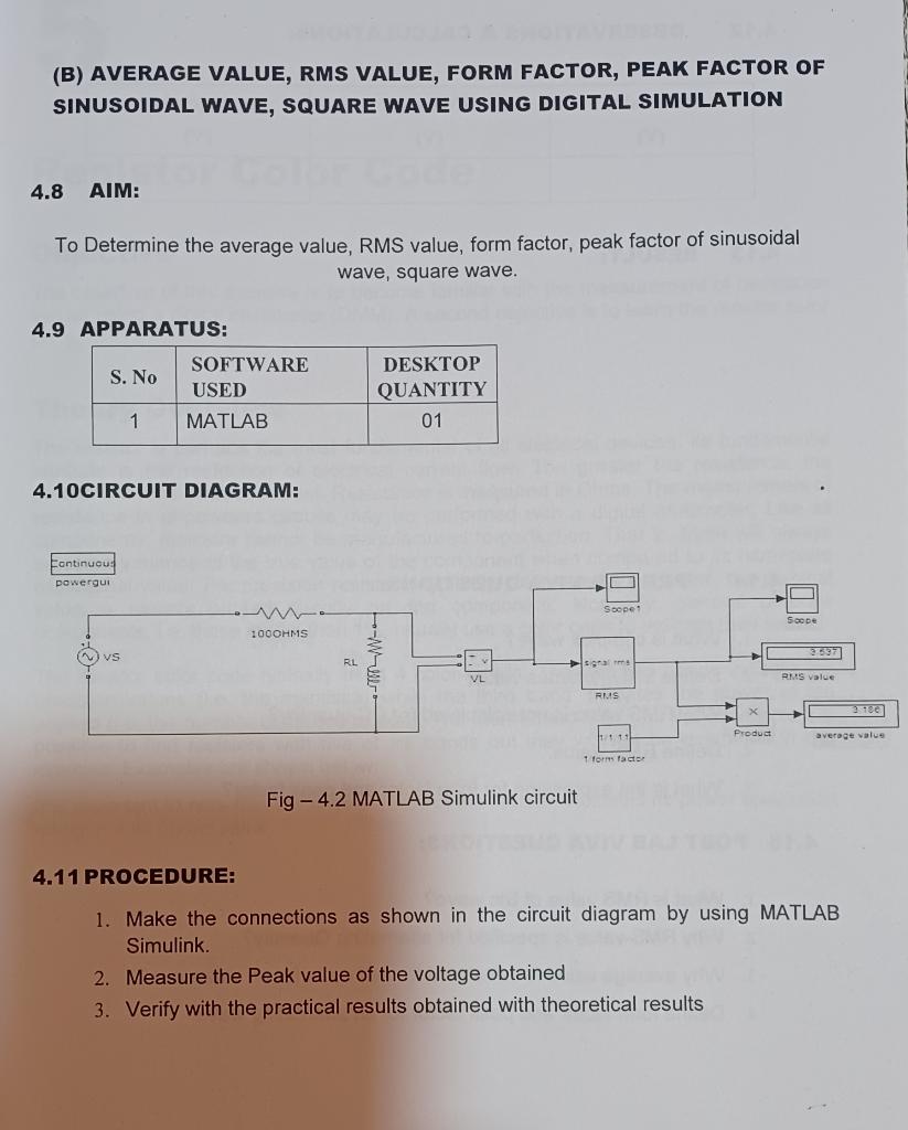 Solved AVERAGE VALUE, RMS VALUE, FORM FACTOR, PEAK FACTOR OF | Chegg.com