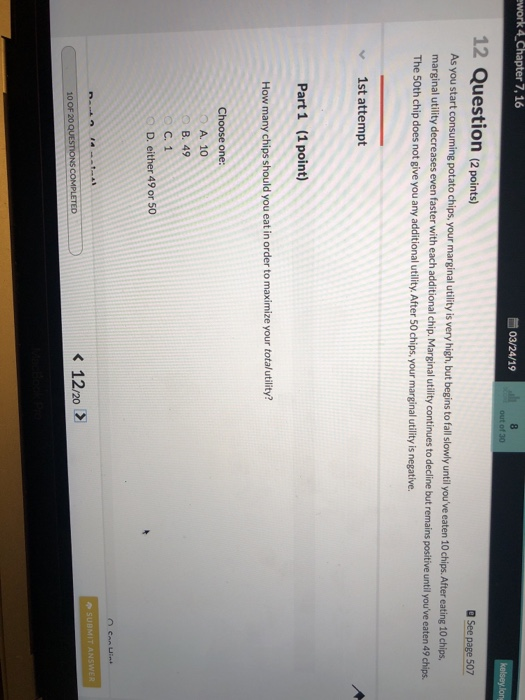 Solved work 4 Chapter 7,16 8 out of 30 03/24/19 12 Question | Chegg.com