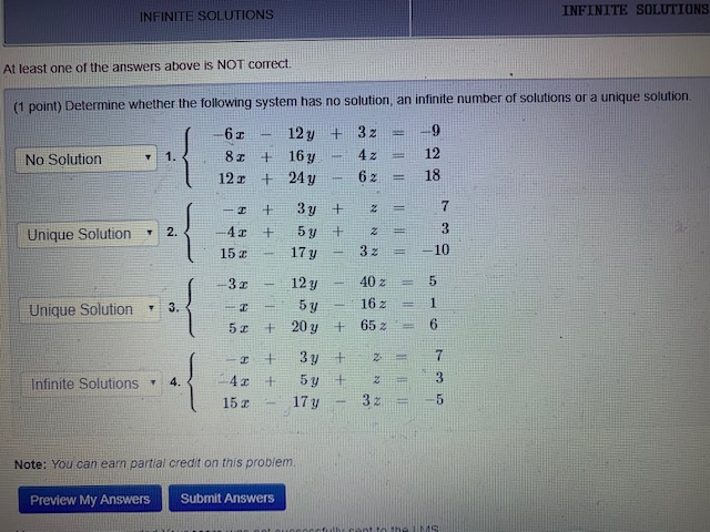 Solved INFINITE SOLUTIONS INFINITE SOLUTIONS At least one of | Chegg.com