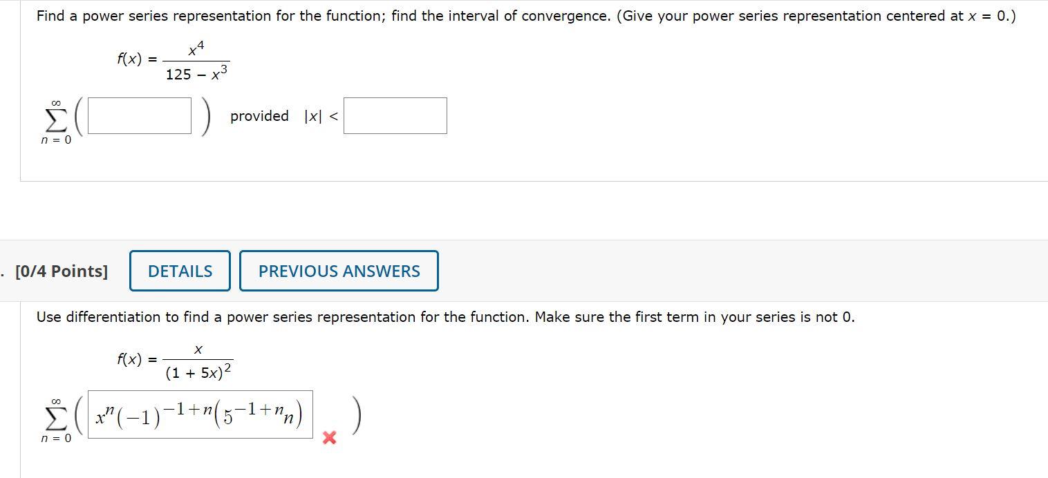 Solved Find A Power Series Representation For The Function
