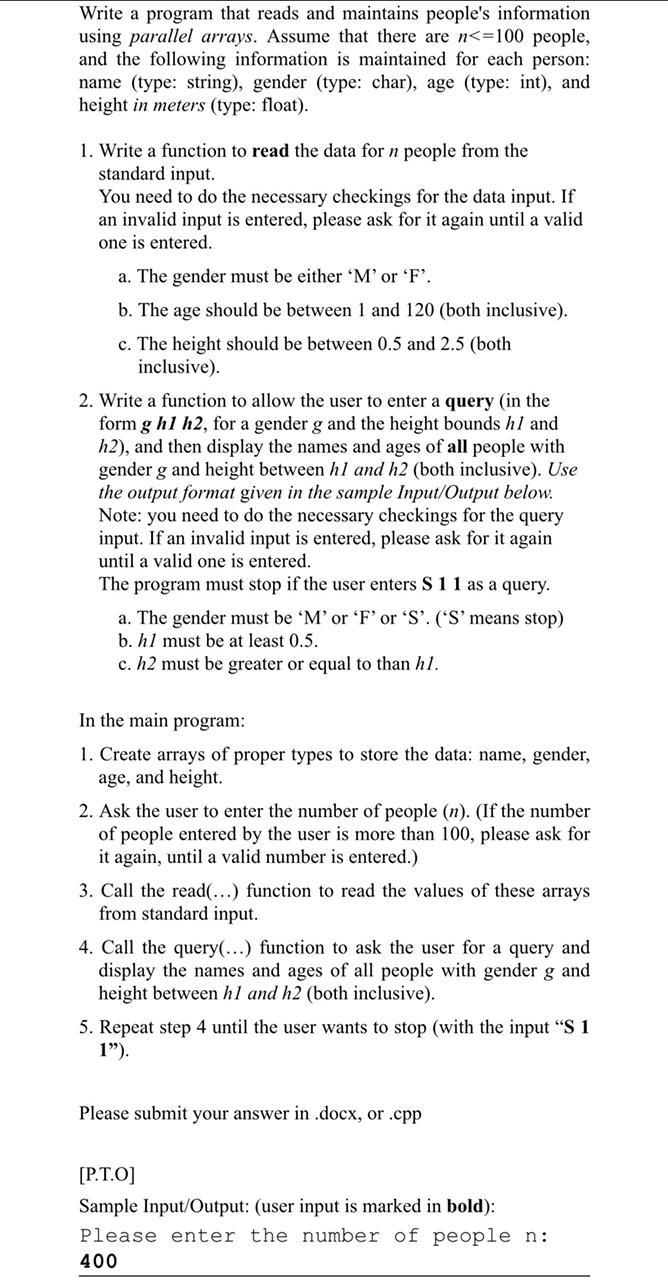 Solved Write a program that reads and maintains people's | Chegg.com