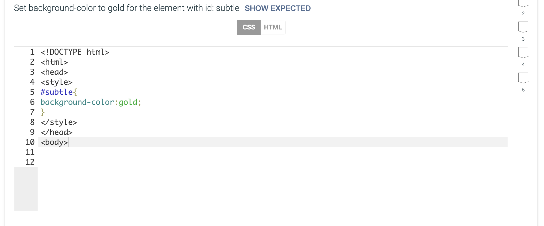 Set Background Color To Gold For The Element With Id