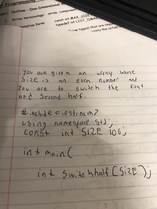 Solved Pr opic: Outline One- array. 1. Array Inration | Chegg.com