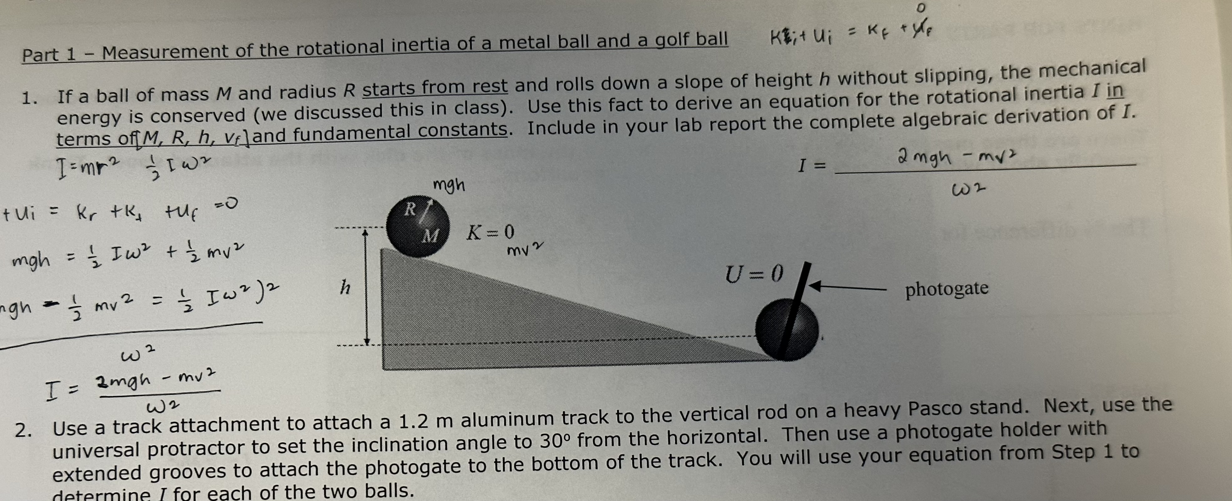 Solved Part 1 - Measurement of the rotational inertia of a | Chegg.com