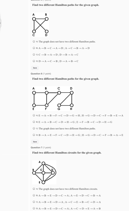 Solved Find two different Hamilton paths for the given | Chegg.com