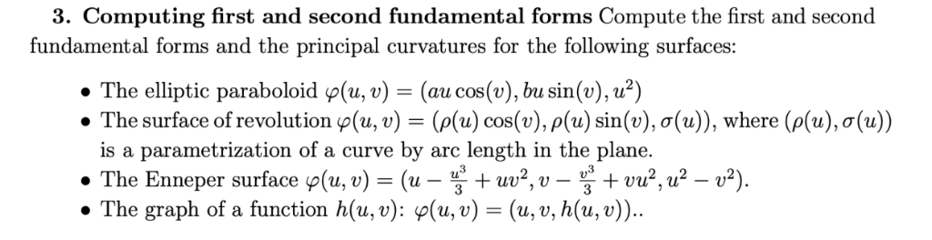 Solved 3. Computing first and second fundamental forms | Chegg.com