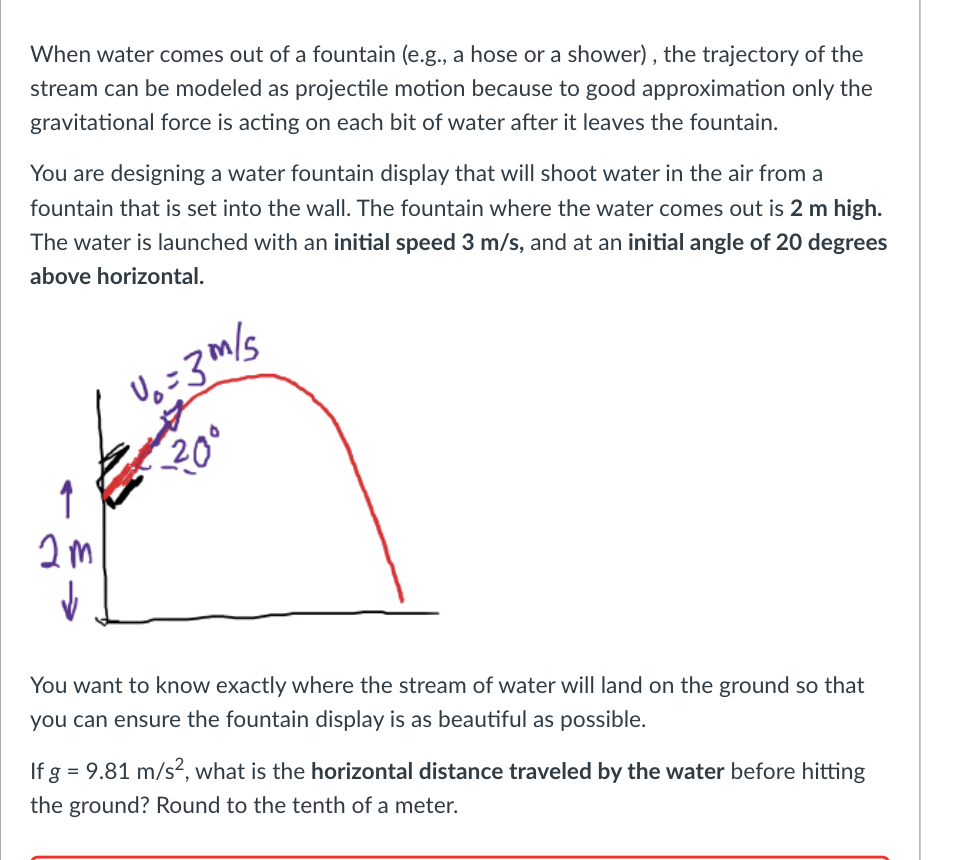 Solved When water comes out of a fountain (e.g., a hose or a | Chegg.com
