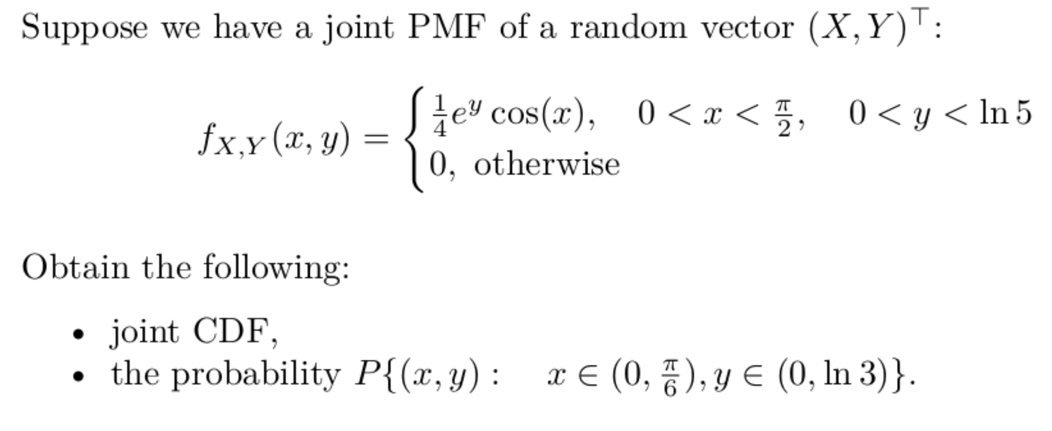 Solved Suppose we have a joint PMF of a random vector | Chegg.com