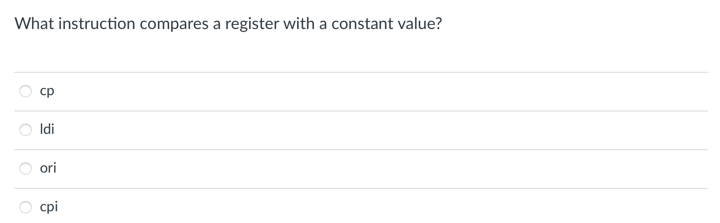 Solved What instruction compares a register with a constant | Chegg.com