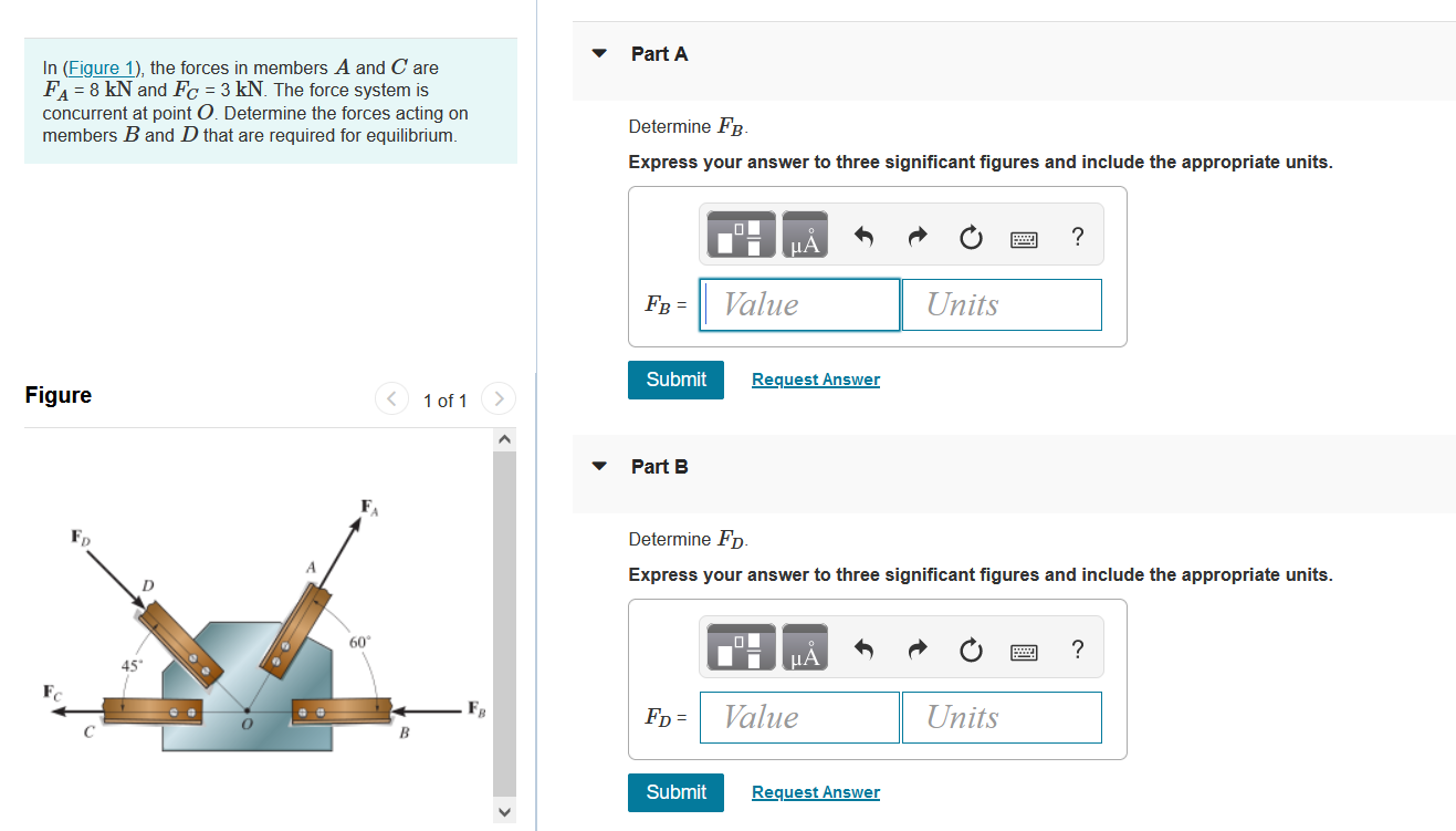 Solved In (Figure 1), the forces in members A and C are | Chegg.com