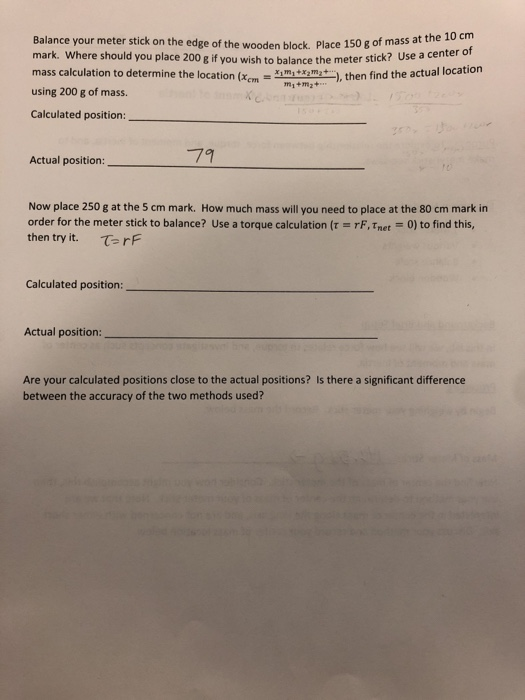 Solved Balance your meter stick on the edge of the wooden | Chegg.com