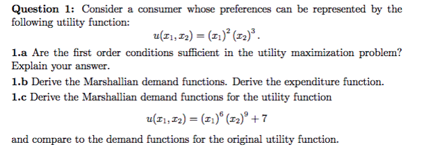 Solved Question 1: Consider a consumer whose preferences can | Chegg.com