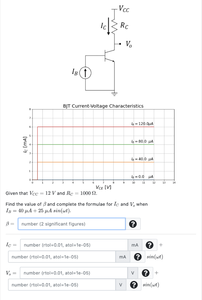 Solved BJT Current-Voltage Characteristics 18 = 120.04A 18 = | Chegg.com