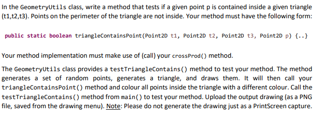Solved In the GeometryUtils class, write a method that tests | Chegg.com