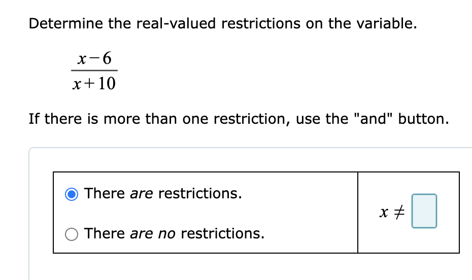 Solved Determine the real-valued restrictions on the | Chegg.com