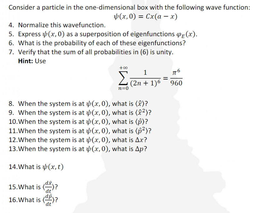 Solved THIS IS A QUESTION IN QUANTUM MECHANICS. PLEASE | Chegg.com