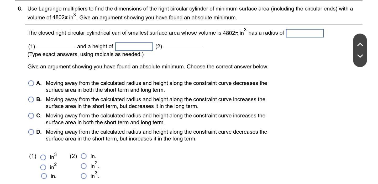 Solved 6. Use Lagrange multipliers to find the dimensions of | Chegg.com
