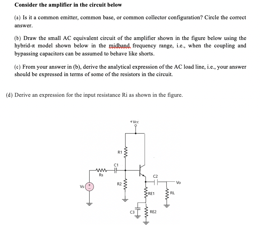 Solved Consider the amplifier in the circuit below (a) Is it | Chegg.com