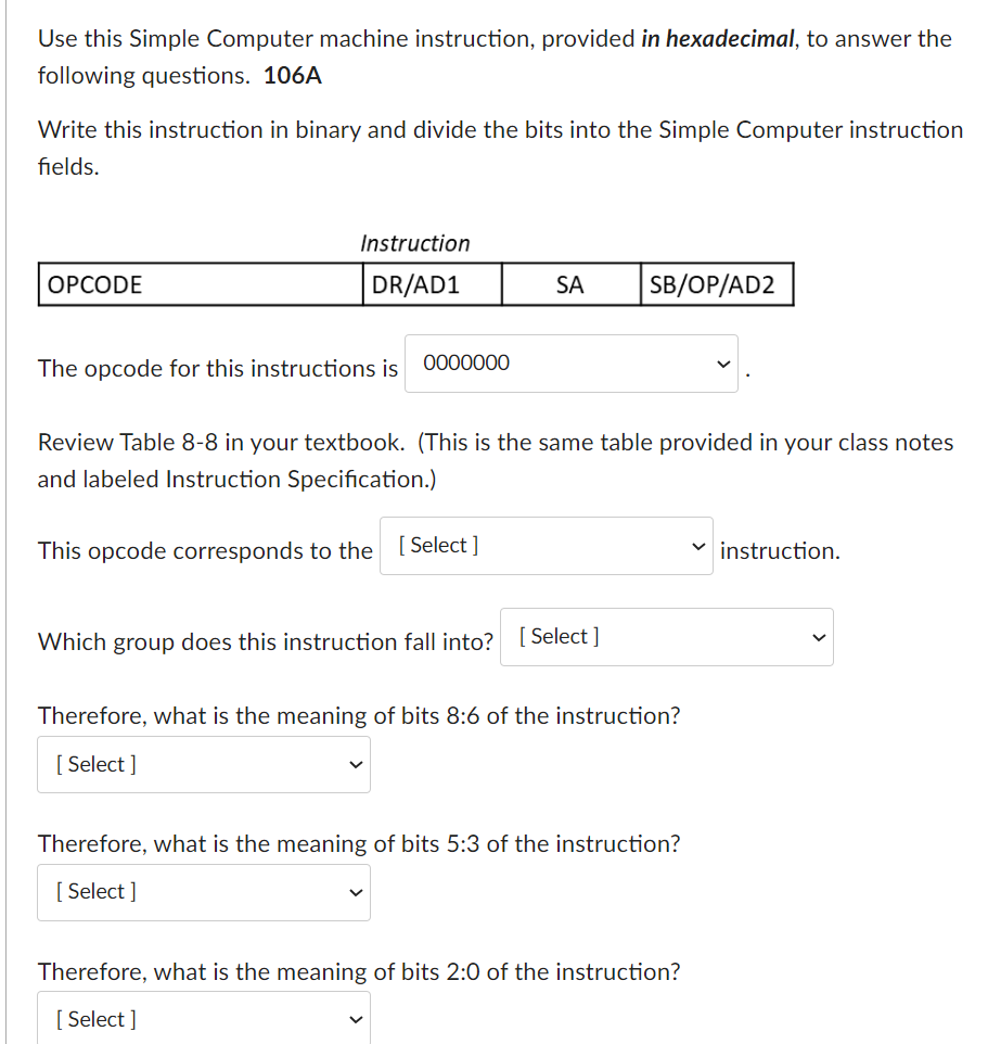 Solved Use this Simple Computer machine instruction, | Chegg.com