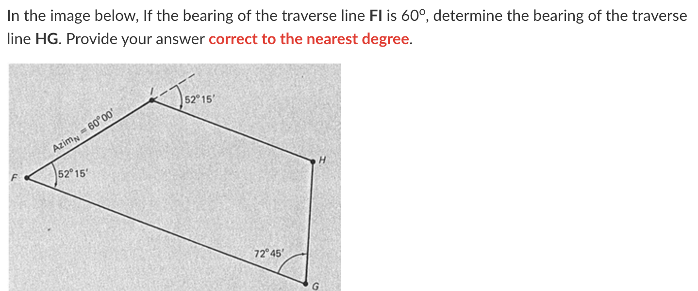 Solved In the image below, If the bearing of the traverse | Chegg.com