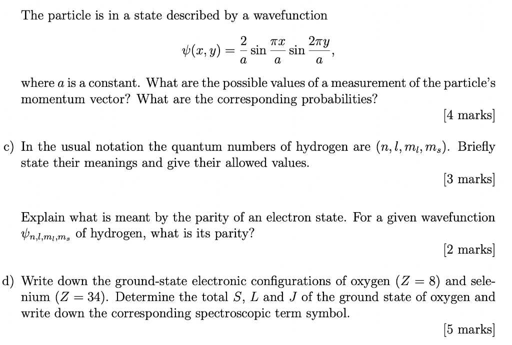 Solved 1. a) A particle of mass m moves in two dimensions in | Chegg.com