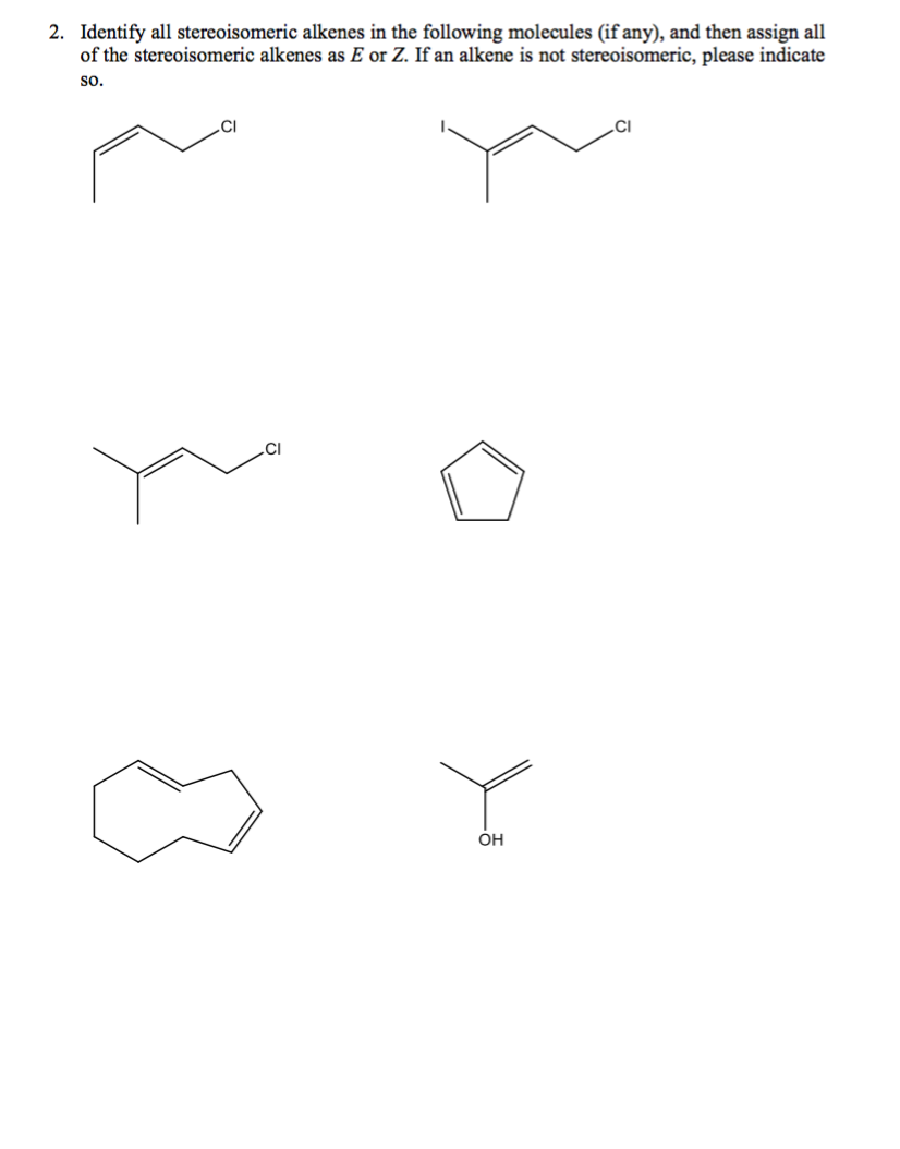 Solved Identify all stereoisomeric alkenes in the following | Chegg.com