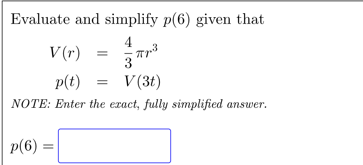 Solved 3 = Evaluate and simplify p(6) given that 4. V(r) 3 | Chegg.com