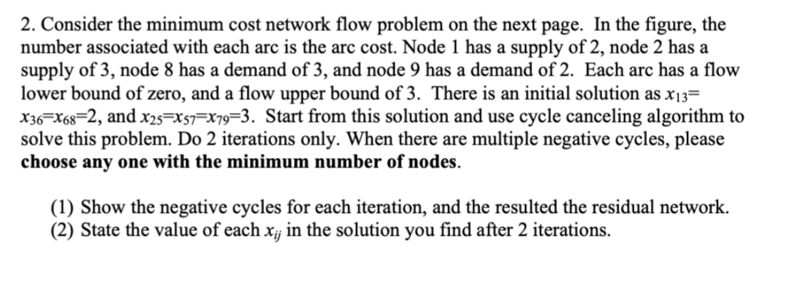 2 Consider The Minimum Cost Network Flow Problem On 