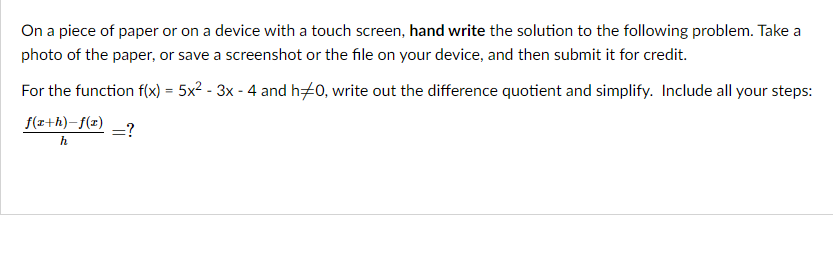 Solved On a piece of paper or on a device with a touch | Chegg.com