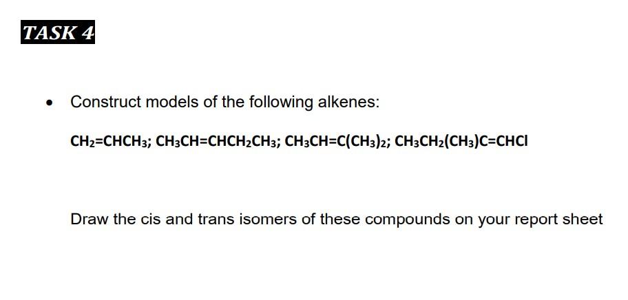 Solved - Construct models of the following alkenes: | Chegg.com