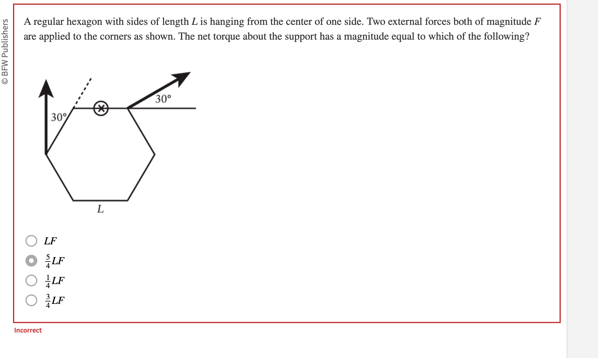 Solved A regular hexagon with sides of length L is hanging | Chegg.com