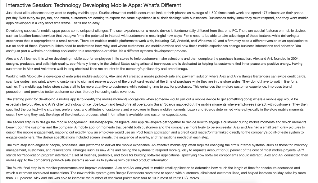 Solved Interactive Session: Technology Developing Mobile | Chegg.com