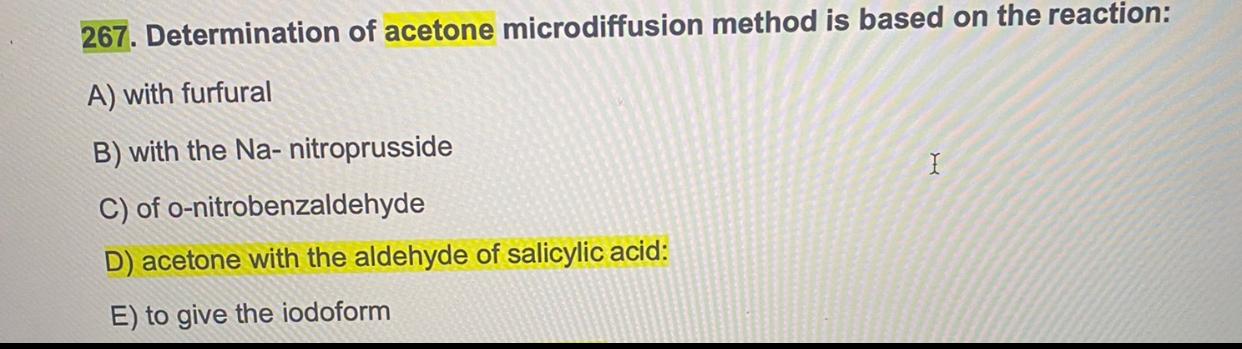 Solved 267. Determination of acetone microdiffusion method | Chegg.com