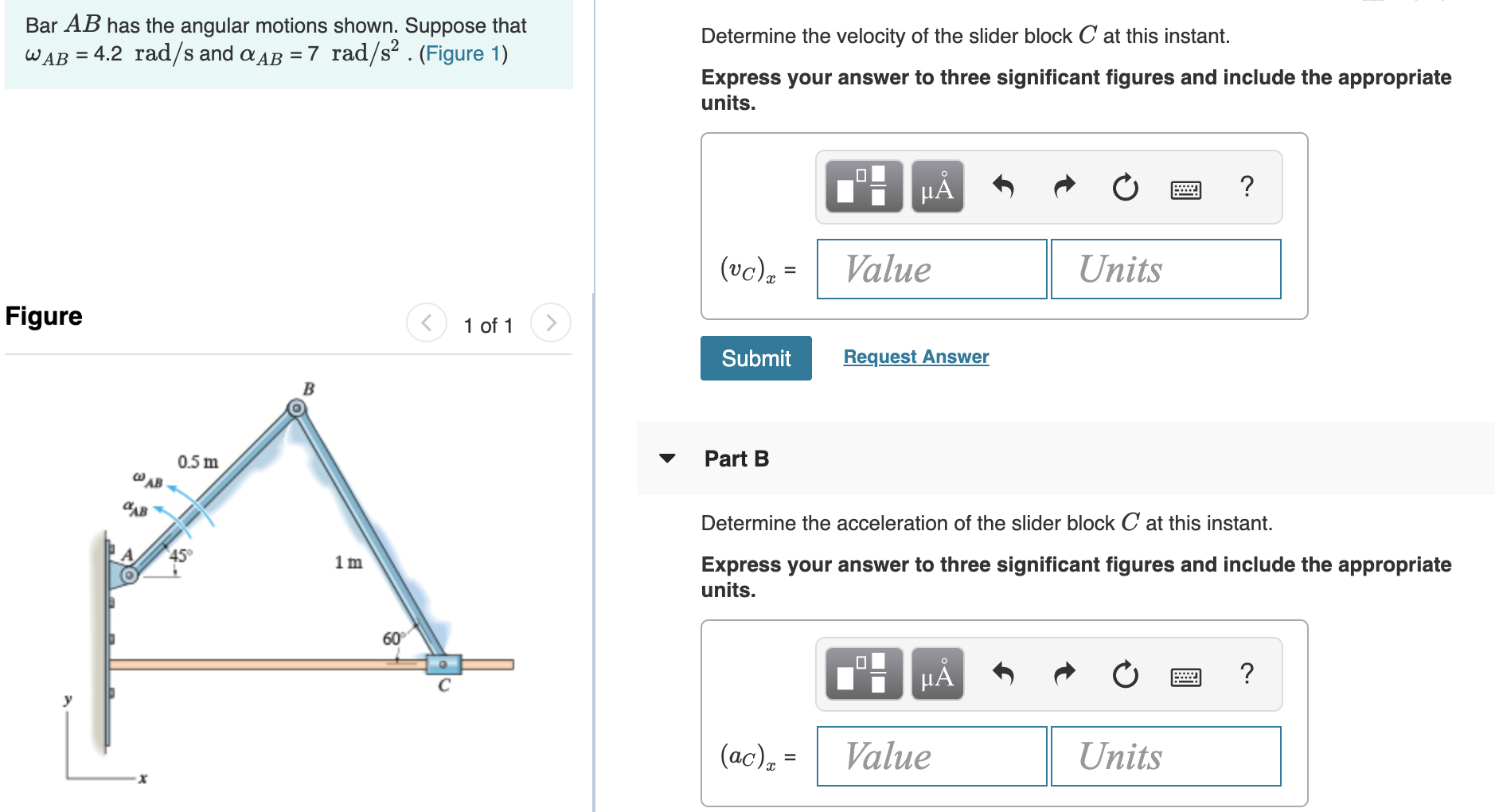 Solved Bar AB has the angular motions shown. Suppose that | Chegg.com